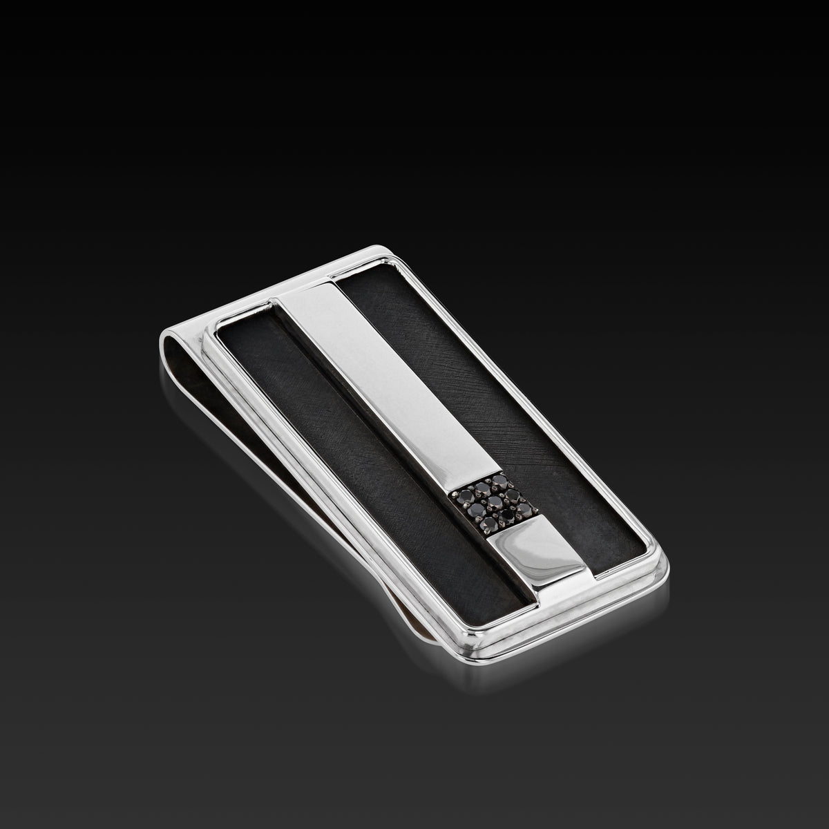 Men's Duplex Bar Money Clip with Black Diamonds – John Atencio