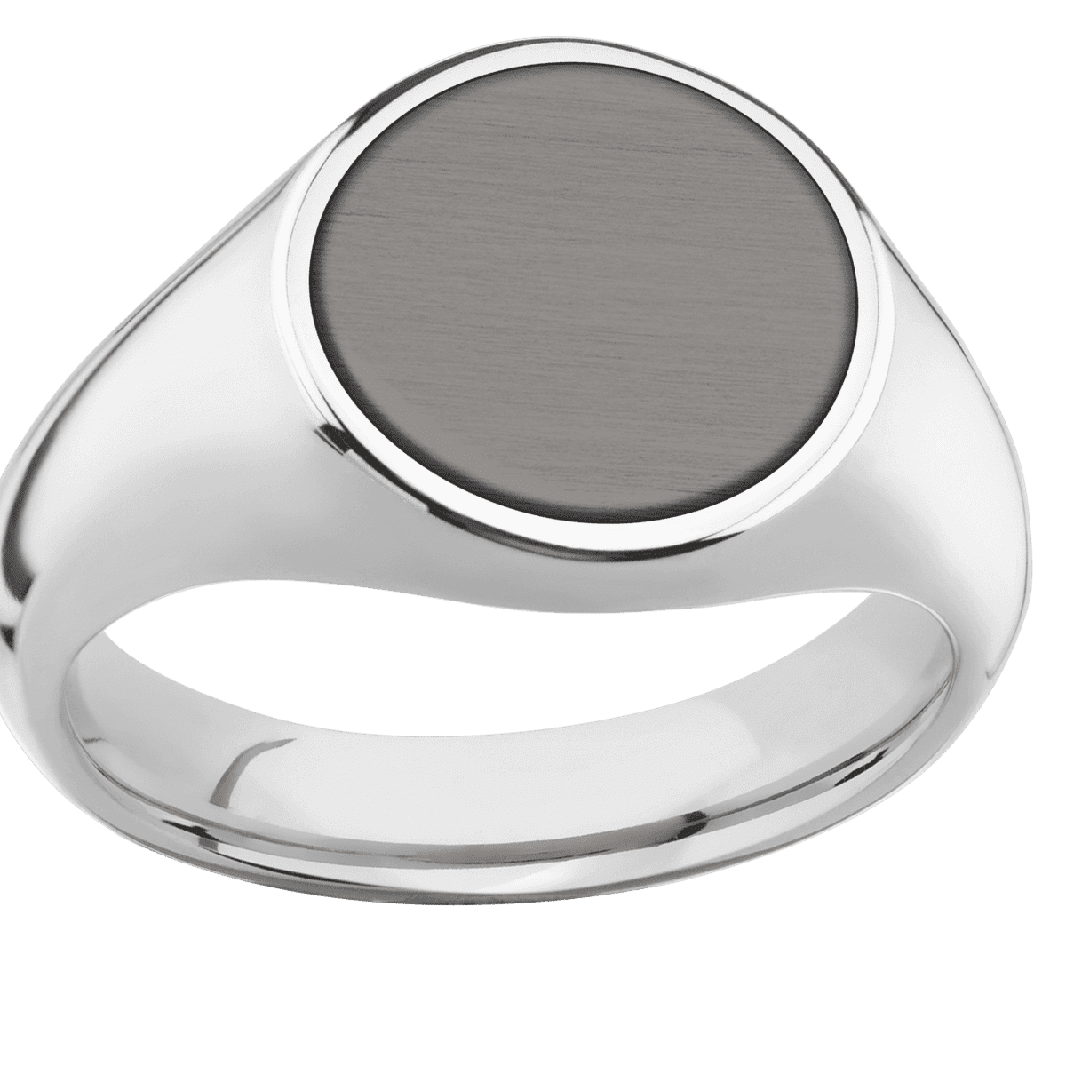 Medium Circle signet ring (14mm) in Palladium Silver, with a Wide styl ...