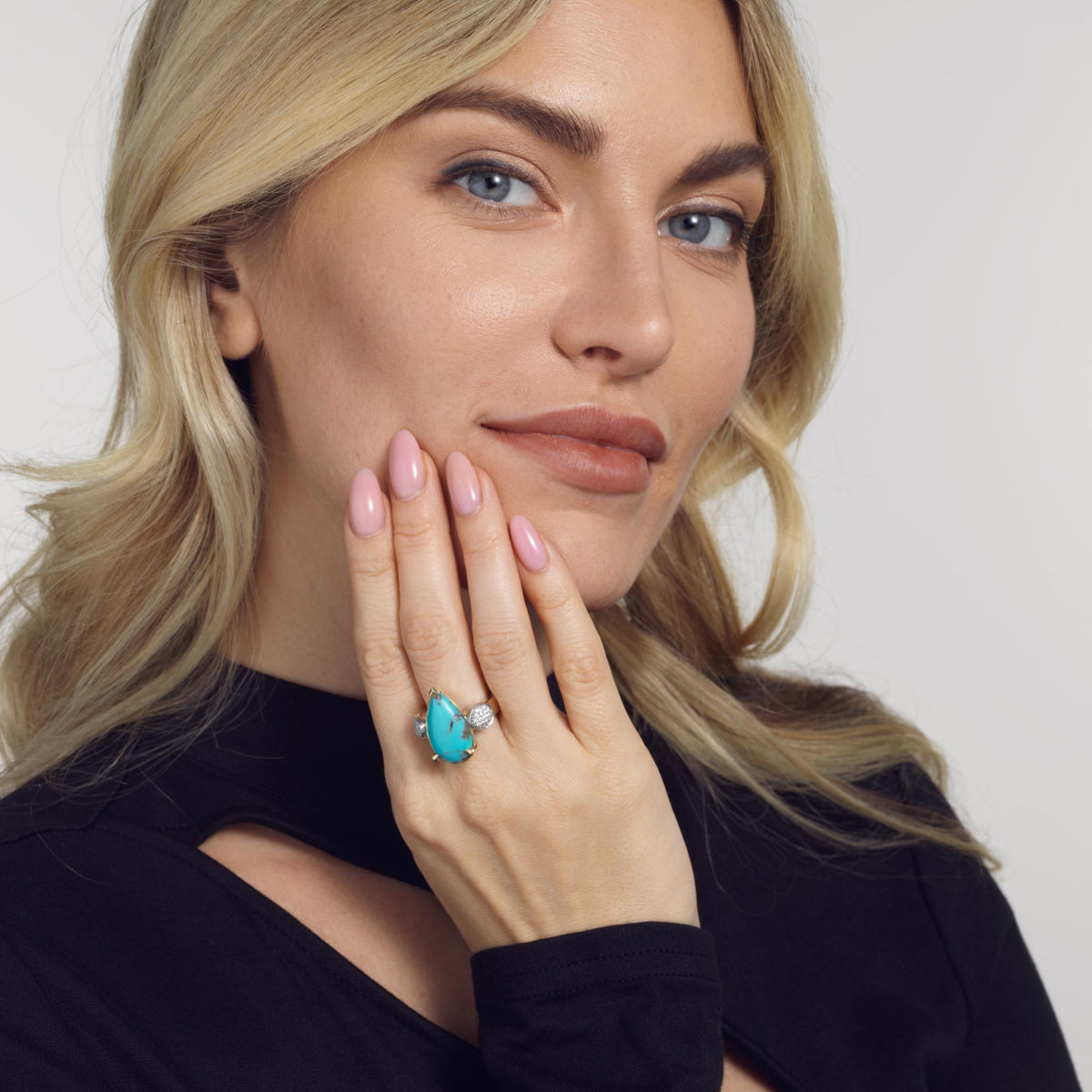 Bermuda Gemstone Ring with Pave Diamonds – John Atencio